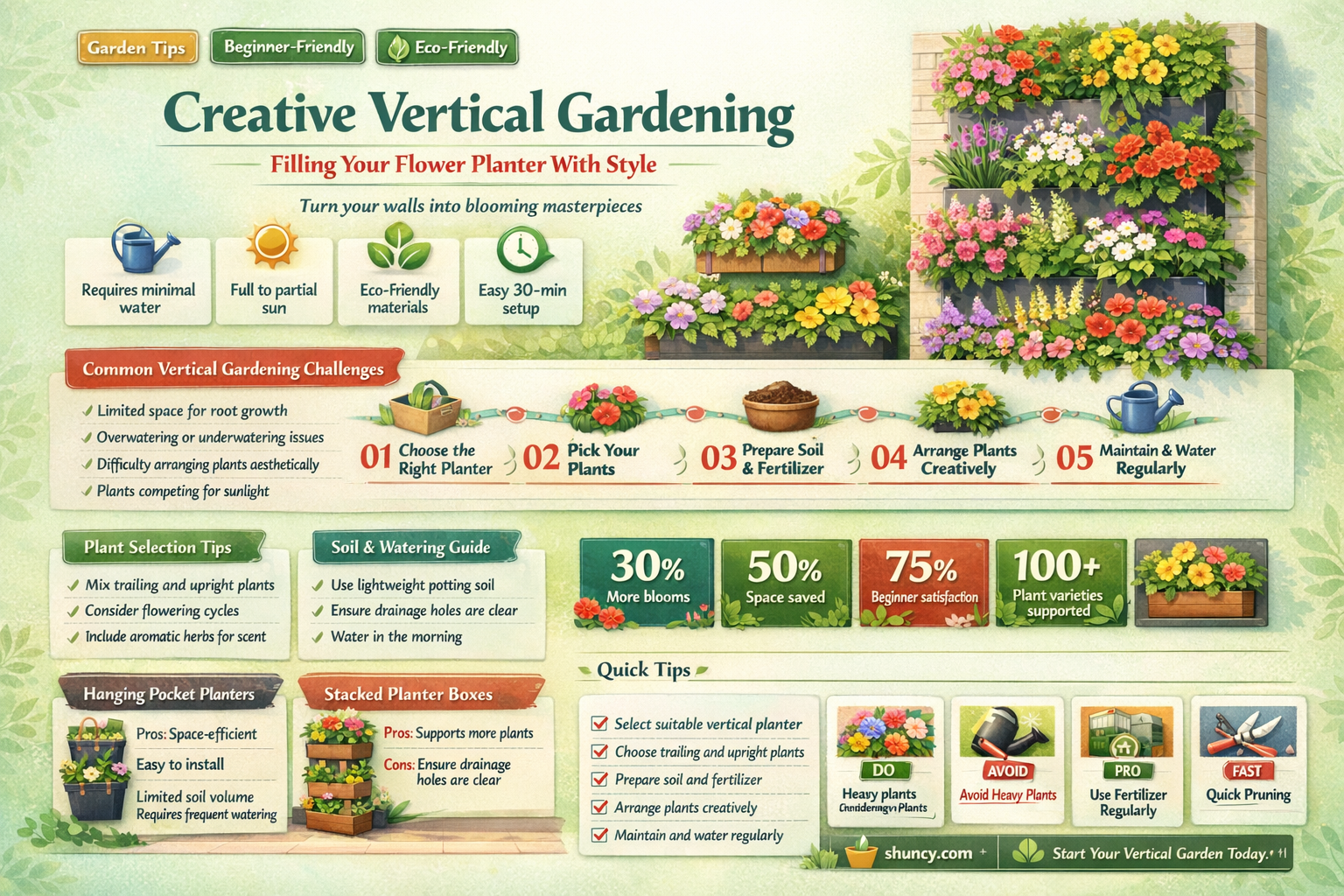 Creative Vertical Gardening: Filling Your Flower Planter | ShunCy