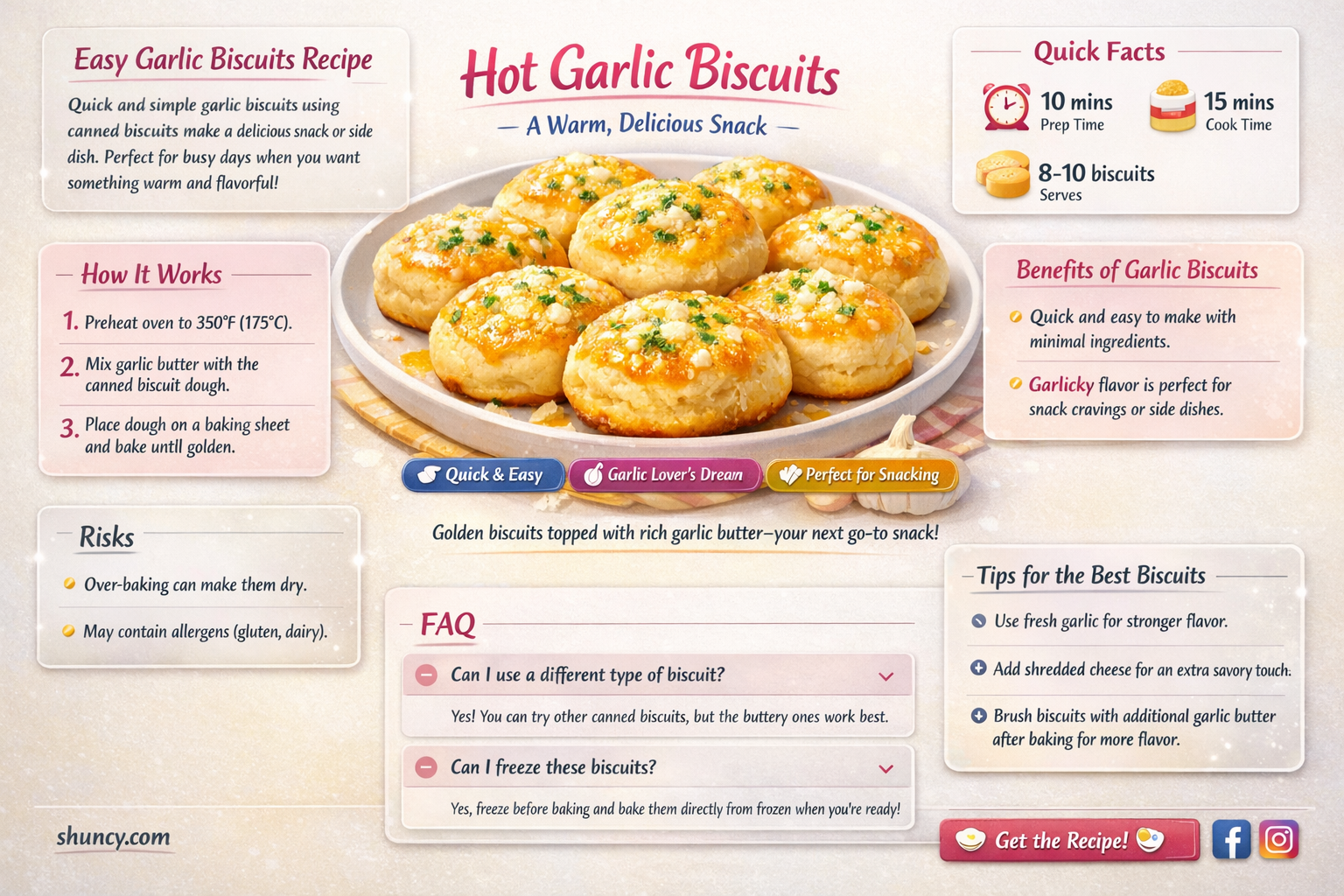 Easy Garlic Biscuits Recipe Using Canned Biscuits For Quick Snacks | ShunCy