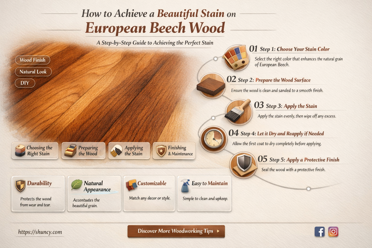 How To Achieve A Beautiful Stain On European Beech Wood | ShunCy