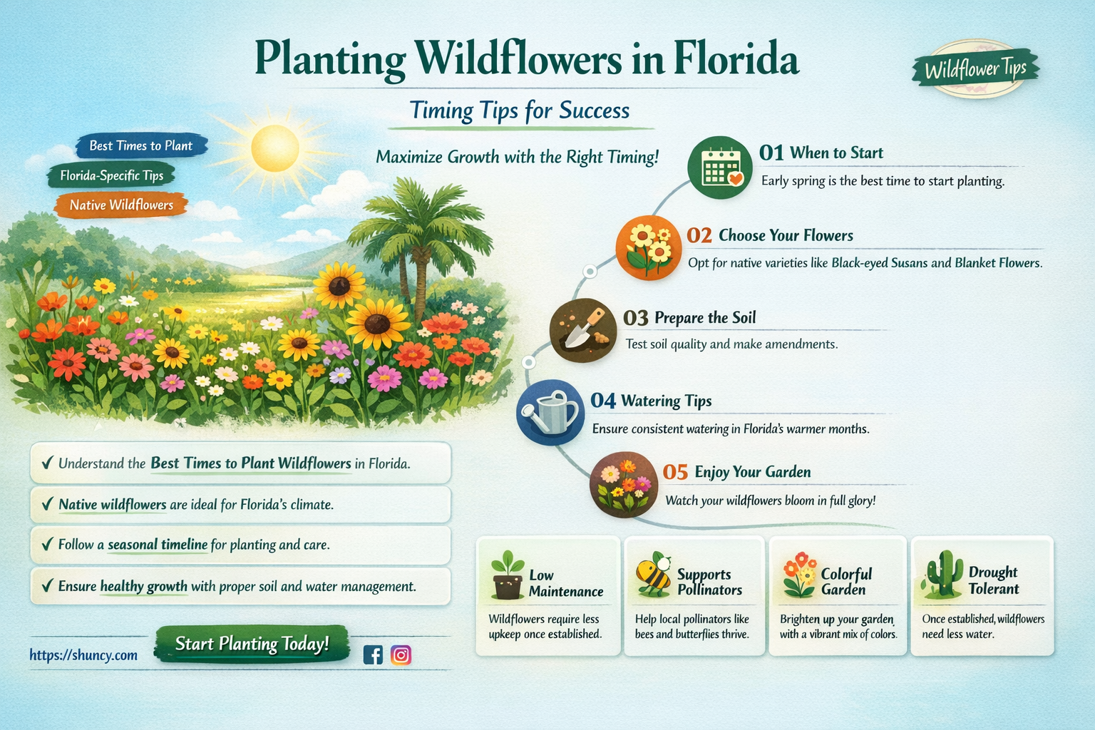 Planting Wildflowers In Florida: Timing Tips | ShunCy